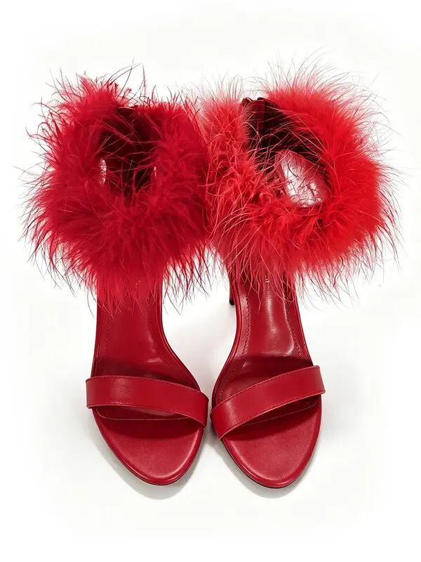 Frederick's Of Hollywood Raquel Feather Stiletto Heel - Red