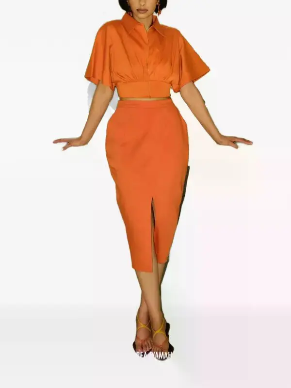 ANDREA IYAMAH Alu Front-slit Midi Skirt