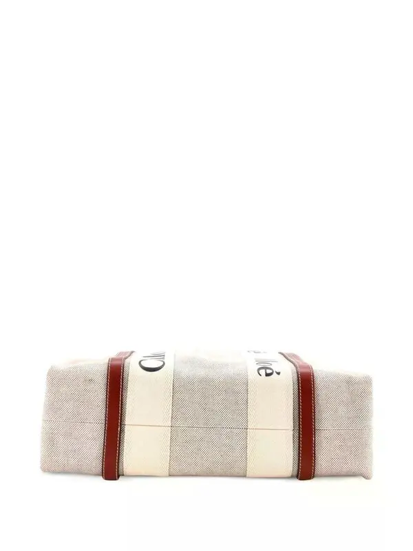 Chloé Woody Canvas With Leather Medium Tote Bag