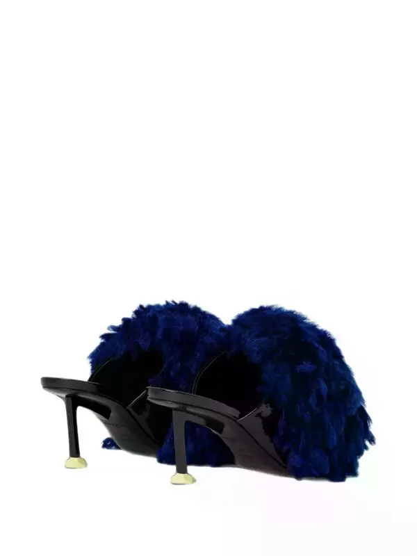 Givenchy Pompom Mules In Patent Leather And Knit
