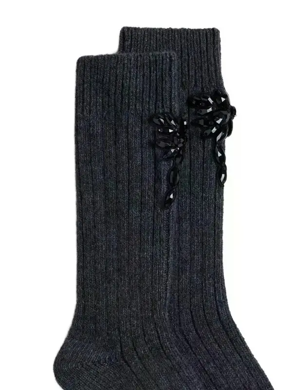 Simone Rocha Embellished Chunky-knit Socks - Grey