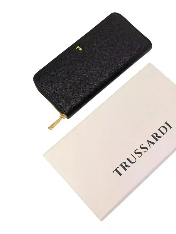 TRUSSARDI Cameo Logo-plaque Pebbled-effect Wallet