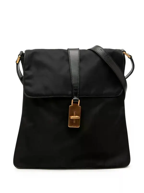 Prada 2000-2013 Vitello Trimmed Tessuto Messenger Bag Crossbody Bag