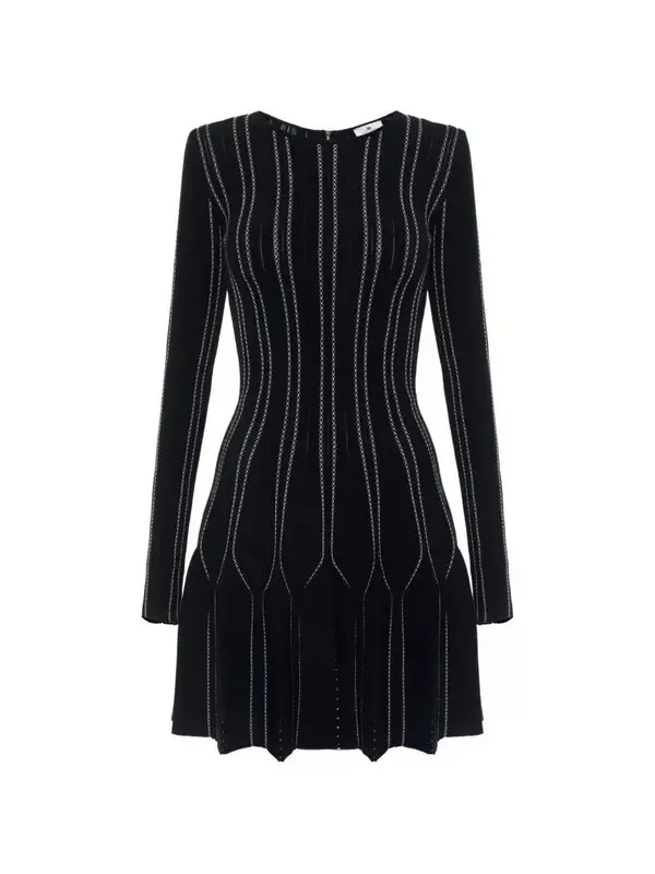 Elisabetta Franchi Origami Mini Dress In Knit Fabric - Black