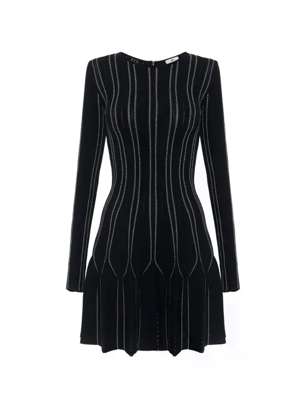 Elisabetta Franchi Origami Mini Dress In Knit Fabric - Black