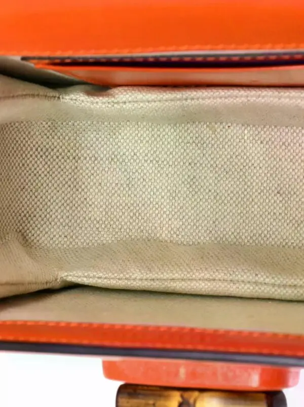 Gucci Bamboo 1947 Top Handle Bag Leather Mini Shoulder Bag - Orange