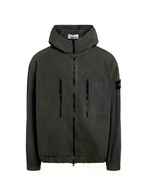 Stone Island 1200011 Organic Cotton Ripstop Comfort-fit Hooded Overshirt With Zip Pockets - Green