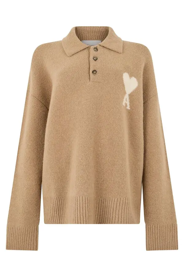 AMI Paris Polo-collar Logo Sweater