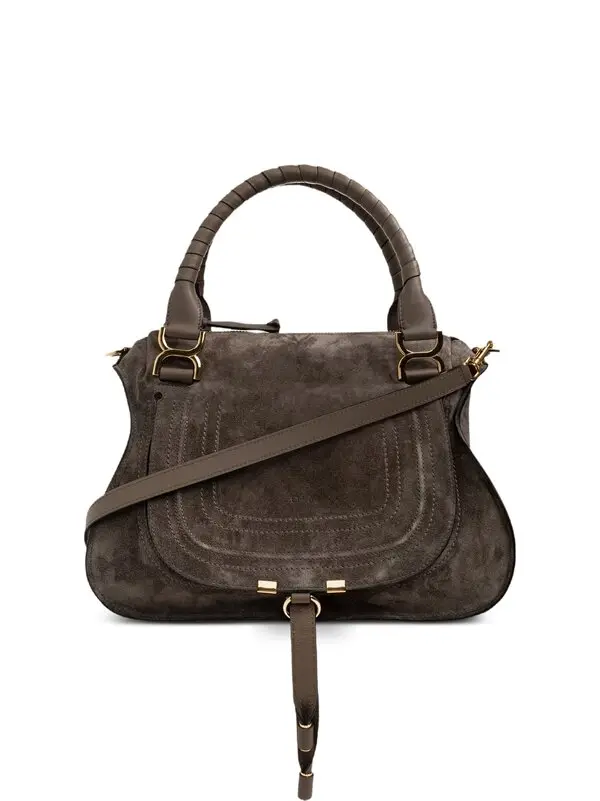 Chloé Marcie Suede Top-handle Shoulder Bag - Nickelgrey