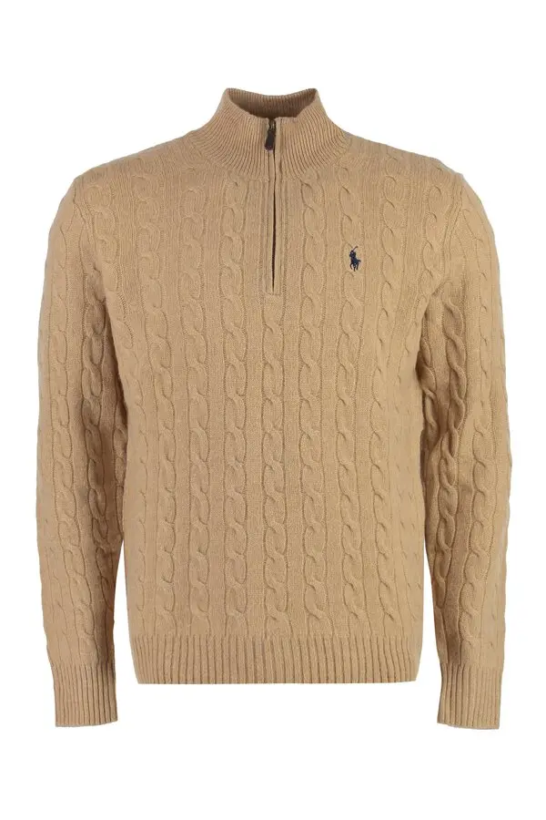Polo Ralph Lauren Ribbed-edge Cable-knit Wool & Cashmere Turtleneck Pullover - Camel