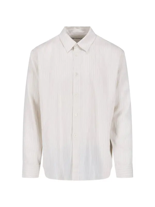 Our Legacy Scream Stripe Ceremony Viscose Shirt - Cream