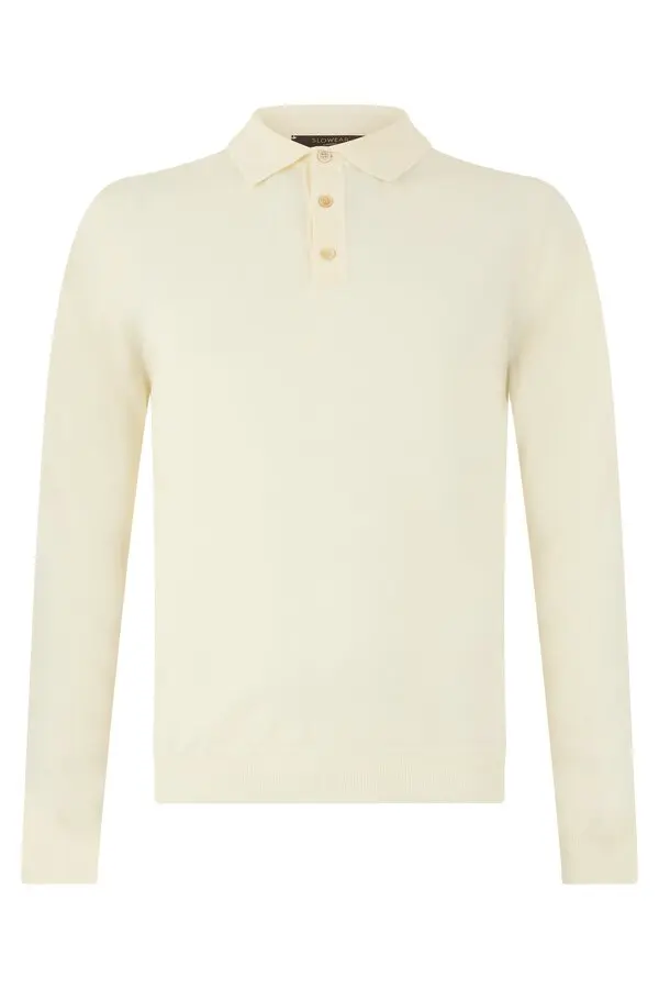 SLOWEAR Long-sleeve Wool Polo Sweater