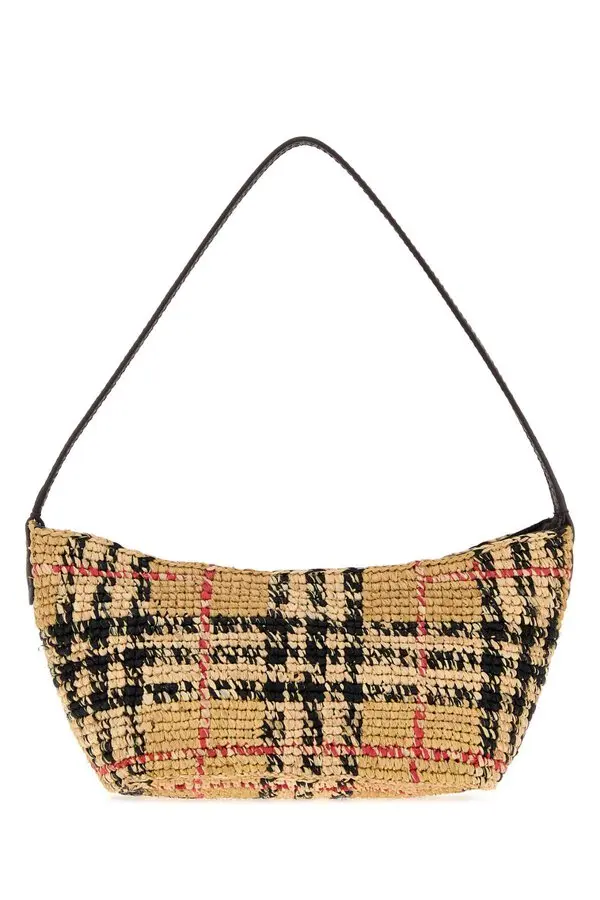 Burberry Raffia Mini Margate Shoulder Handbag - Checked