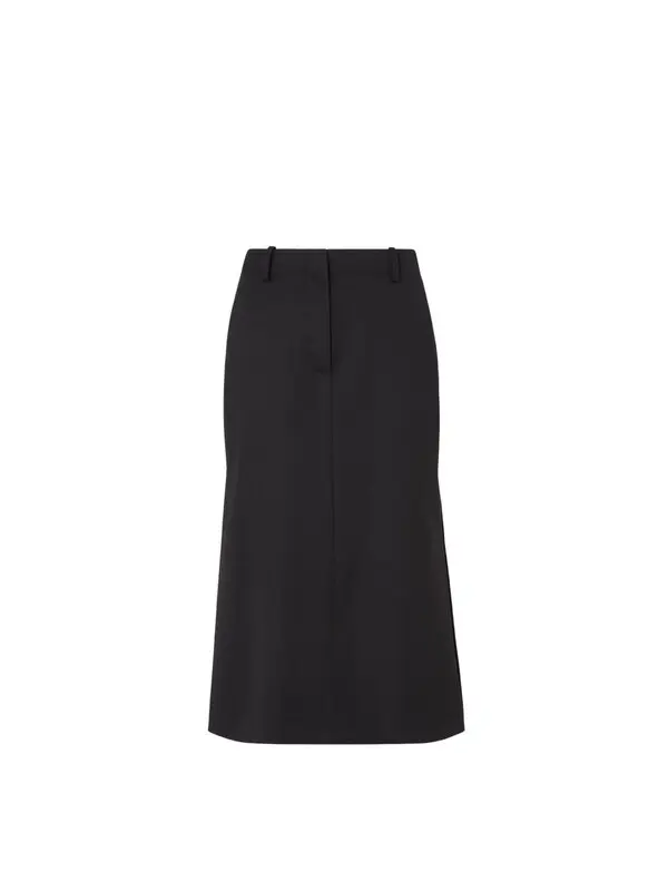 Fendi Fitted Wool Midi Skirt With Flared Hem And Side Slits