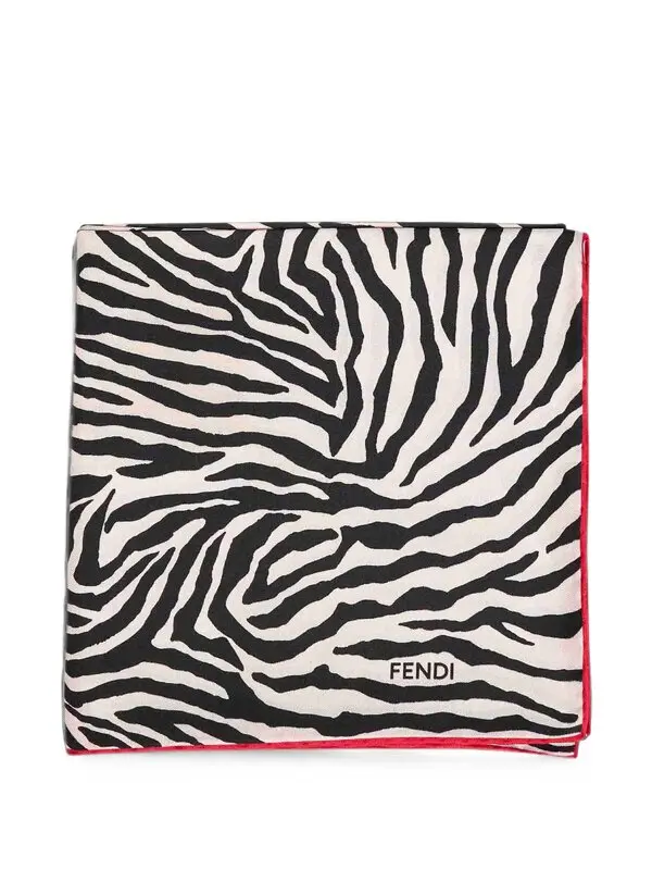 Fendi 90x90 Double Print Silk Foulard Style Scarf