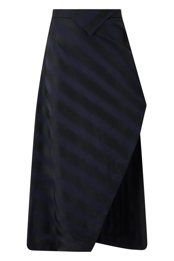 VIVIENNE WESTWOOD Asymmetrical Pleated Midi Wool Skirt - Black
