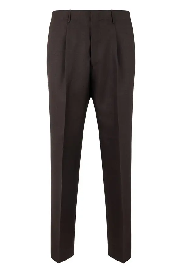 SLOWEAR Pleated Wool Trousers With Elastic Waistband