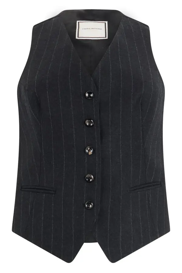 0205 TAGLIATORE Tagliatore 0205 Virgin Wool Fitted Button-front Vest With Pockets