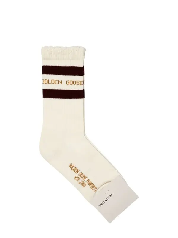 GOLDEN GOOSE Distressed Worn-in Ribbed Cotton Socks