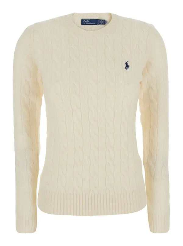 Polo Ralph Lauren Polo Pony Cable-knit Wool-cashmere Crewneck Sweater For - White