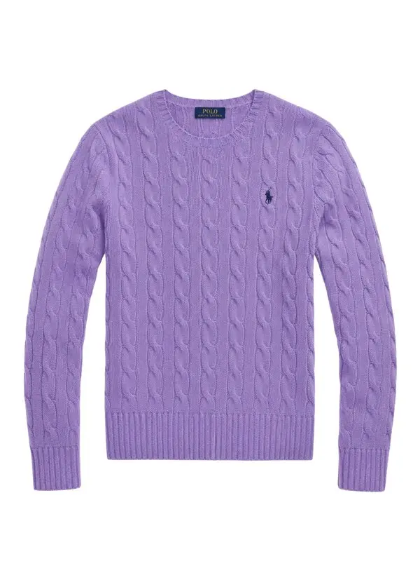 Ralph Lauren Ribbed Cuff Cable-knit Wool & Cashmere Crewneck Sweater