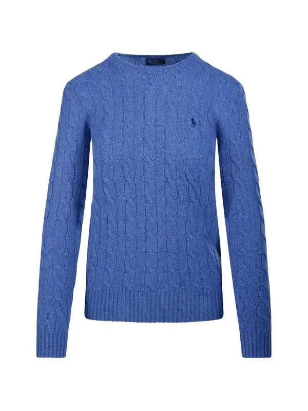 Ralph Lauren Cable-knit Crewneck Sweater In Wool & Cashmere - Light Blue