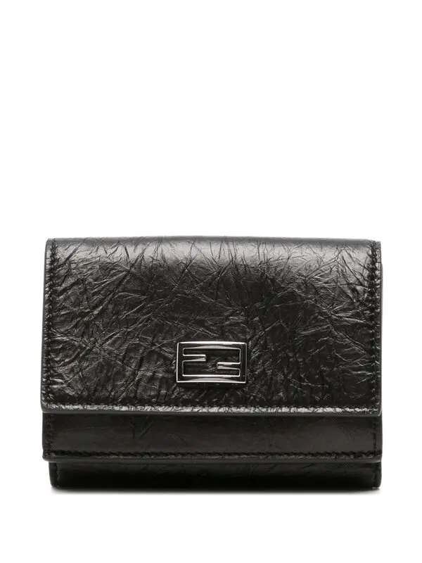 Fendi Mini Trifold Vitelio Jamie Leather Wallet - Nero