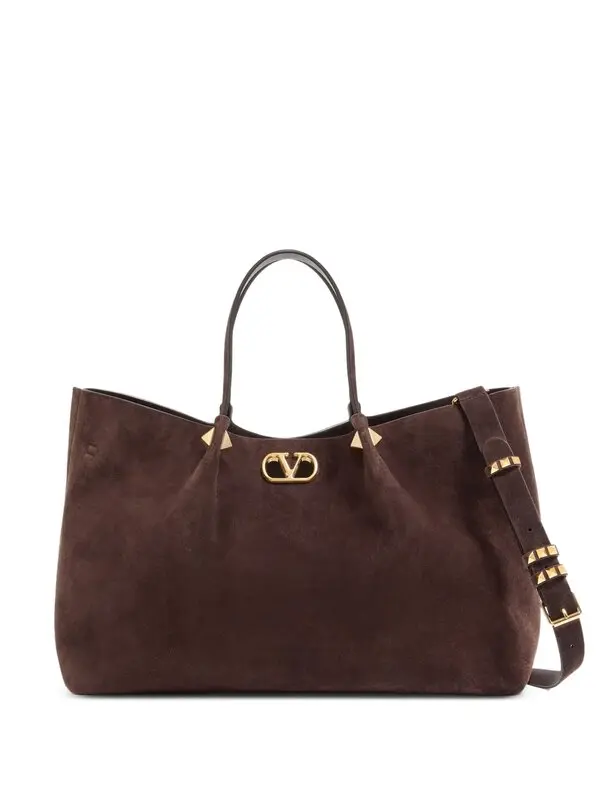 Valentino Garavani Vlogo Signature Large Tote Handbag - Ebonybrown
