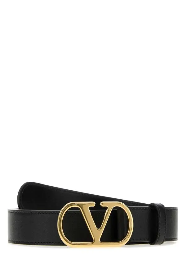 Valentino Garavani Vlogo Signature Leather Belt, 3 Cm Height - Black