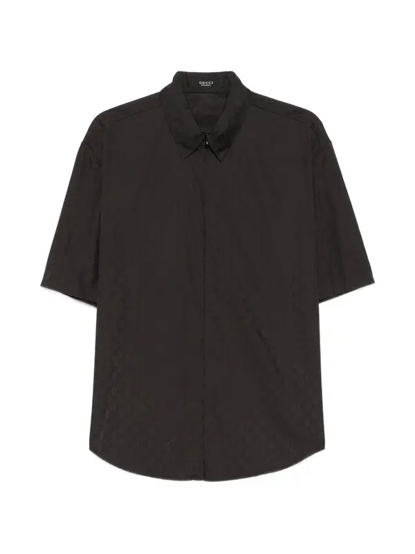 Gucci Zip-front Short-sleeve Shirt - Darkgrey