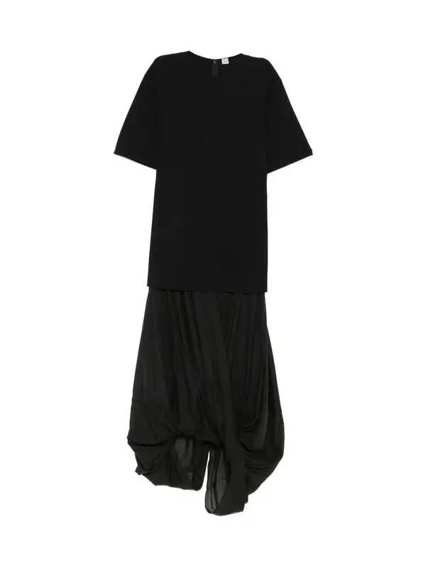 TOTEME Pleated Mini Dress With Draped Details - Black