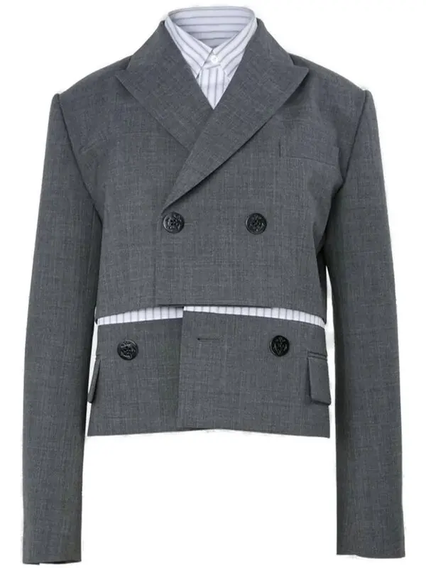 Sacai Structured Tailored Blazer In Wool With Notched Lapels