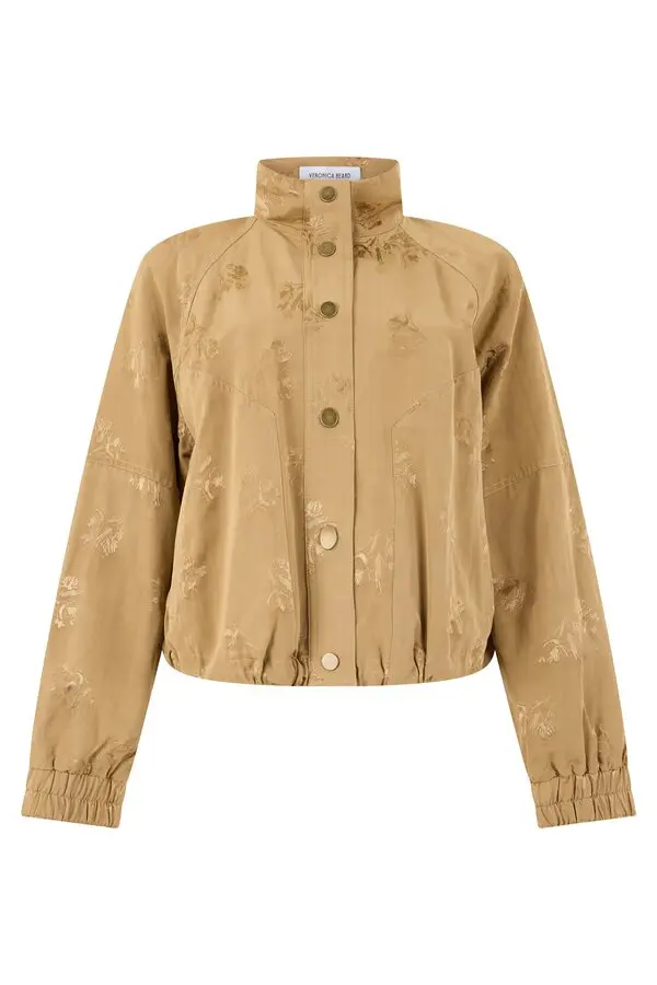 Veronica Beard Floral Jacquard Mini Cropped Button-front Jacket
