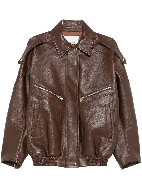 THE FRANKIE SHOP Hudson Oversized Faux Leather Bomber Jacket With Welt Pockets