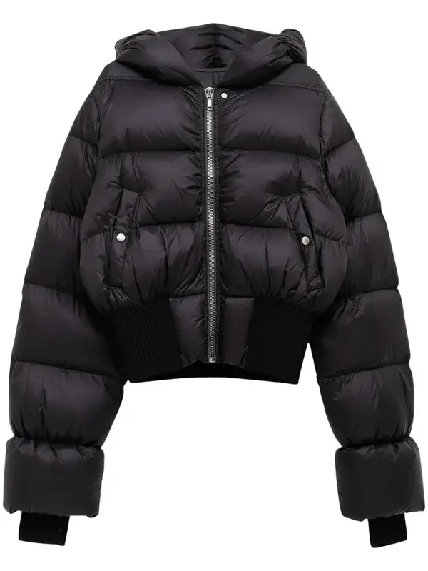 Rick Owens Cropped Hooded Down Puffer Jacket - Black
