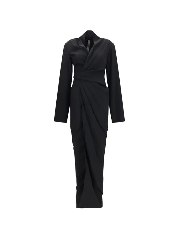 Rick Owens Draped Long Sleeve Wrap Dress