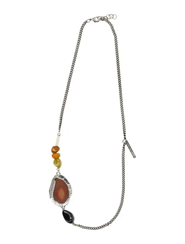 Dries Van Noten Chain Pendant Necklace With Semi-precious Stone Detail - Verde