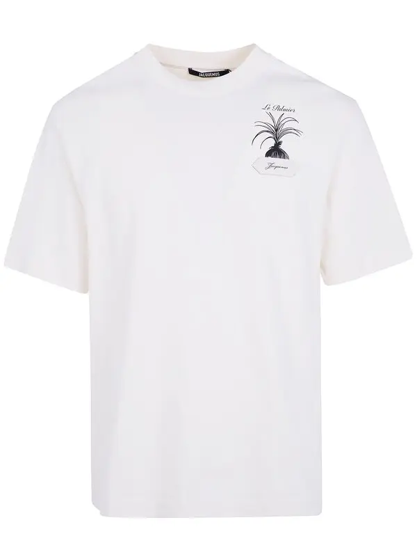 Jacquemus Regular-fit Crew Neck Graphic Print Cotton T-shirt - White