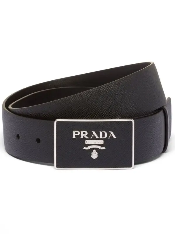 Prada Reversible Logo Buckle Belt - Nero