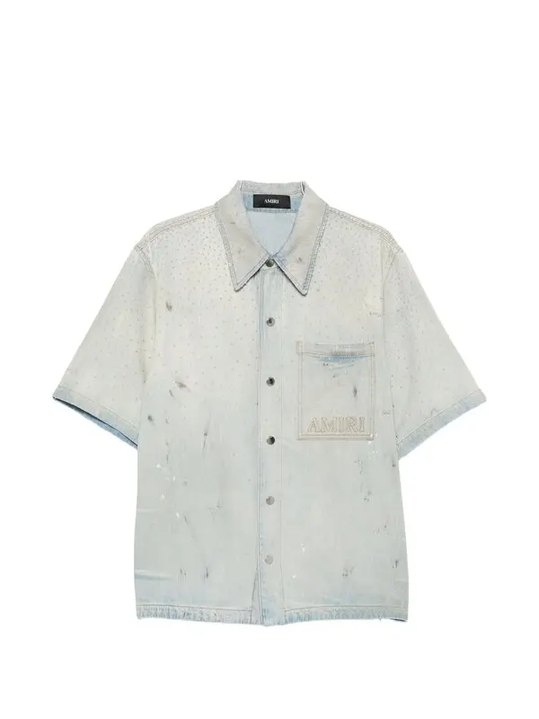 Amiri Crystal-embellished Logo-patch Shirt - Perfantind