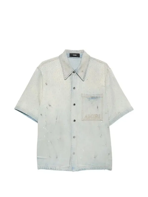 Amiri Crystal-embellished Logo-patch Shirt - Perfantind