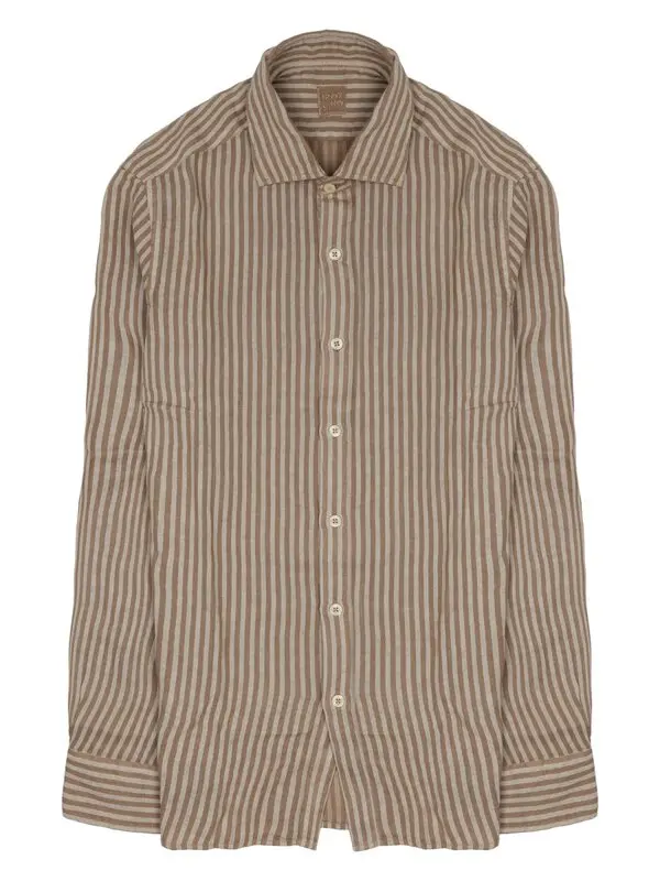 120% Lino Linen Striped Button-up Shirt