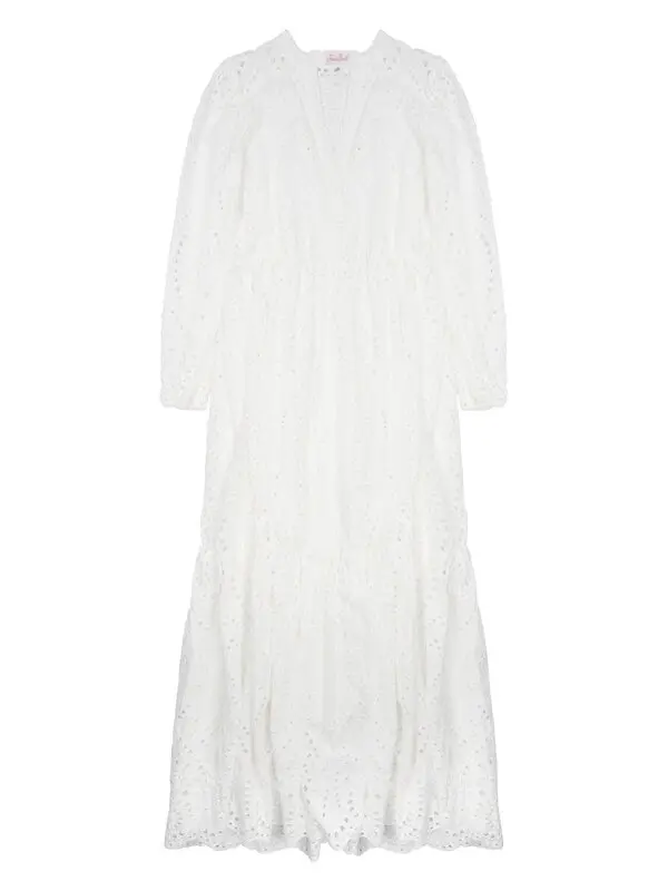 MC2 SAINT BARTH Eyelet Midi Dress With Long Sleeves