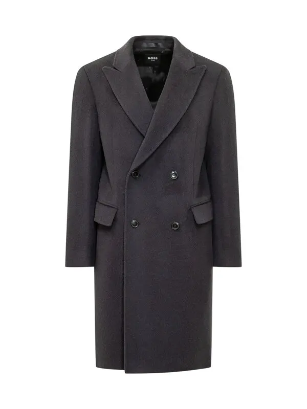 BOSS Alpaca Blend Peak-front Jacket - Open Blue