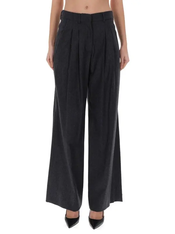 PT TORINO High-rise Pleated Wide-leg Trousers - Grey