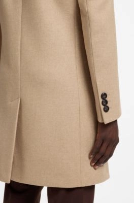 BOSS Slim-fit Coat In A Wool Blend - Beige