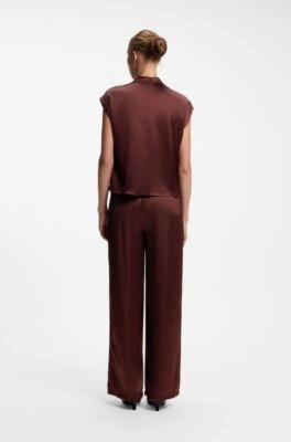 Hugo Satin Top With Draped Neckline