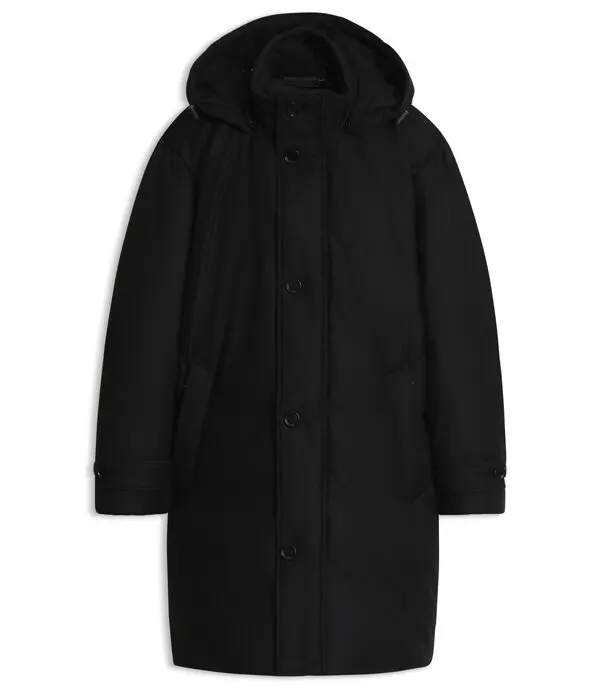 BOSS Down-filled Parka In Melange Wool With Detachable Hood