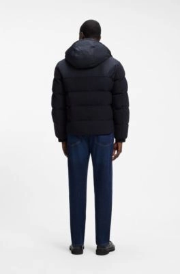 BOSS Removable-hood Jacket In Brushed Twill