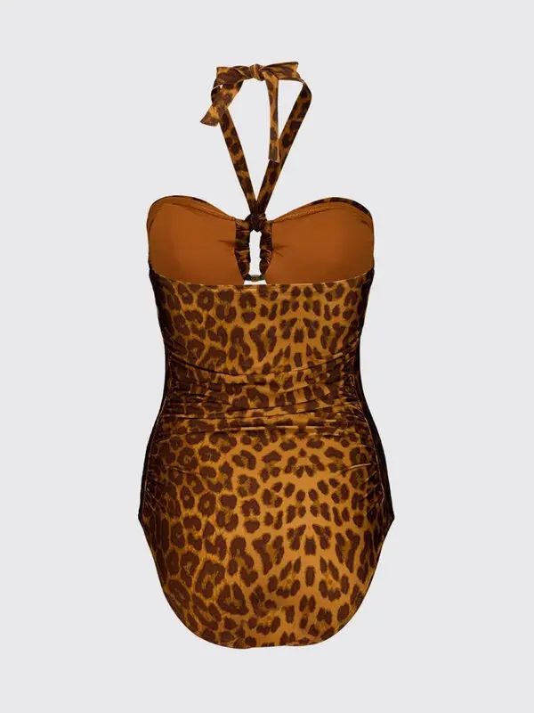Zimmermann Animal Print One-piece Swimsuit With Sweetheart Neckline And Ring
